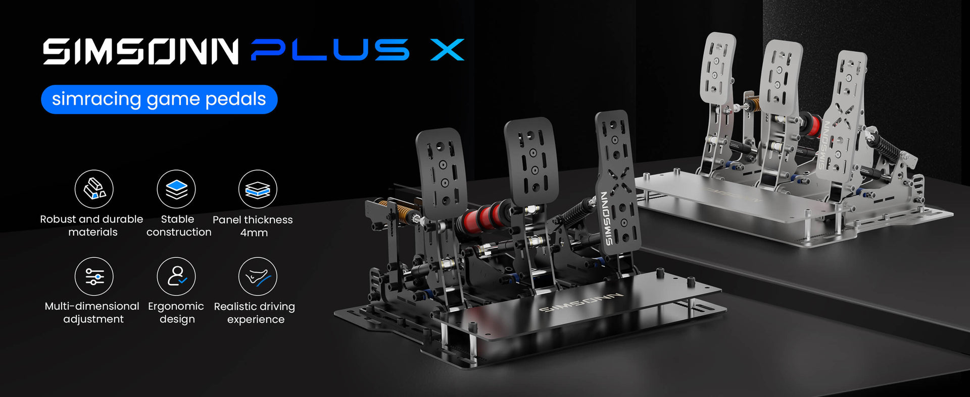 Simsonn Plus X Sim Racing Pedals | Durable, Adjustable, Pro-Level ...