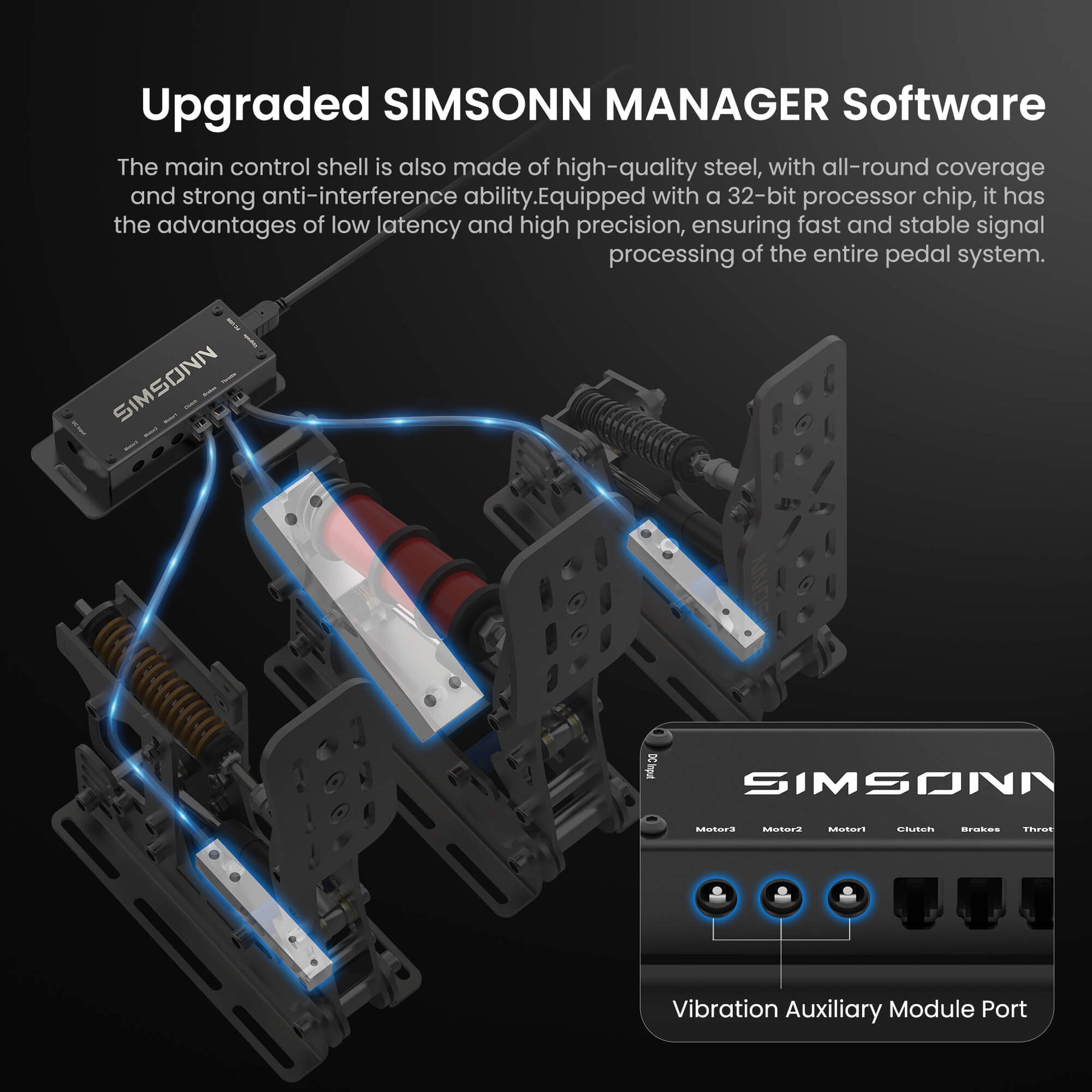 Simsonn Plus X Sim Racing Pedals | Durable, Adjustable, Pro-Level ...