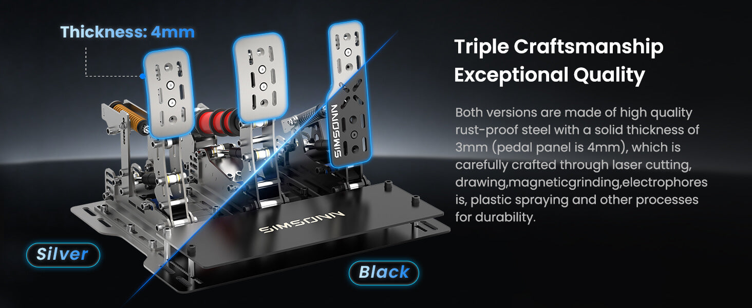 Simsonn Plus X Sim Racing Pedals | Durable, Adjustable, Pro-Level ...