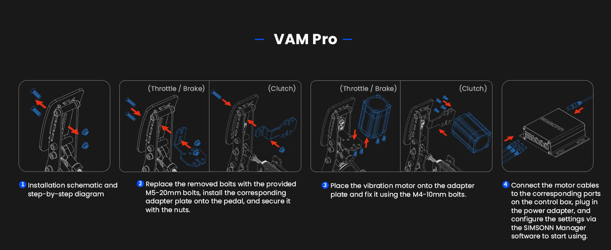Simsonn VAM Pro Pedals Haptic Reactor – Advanced Pedals Vibration ...